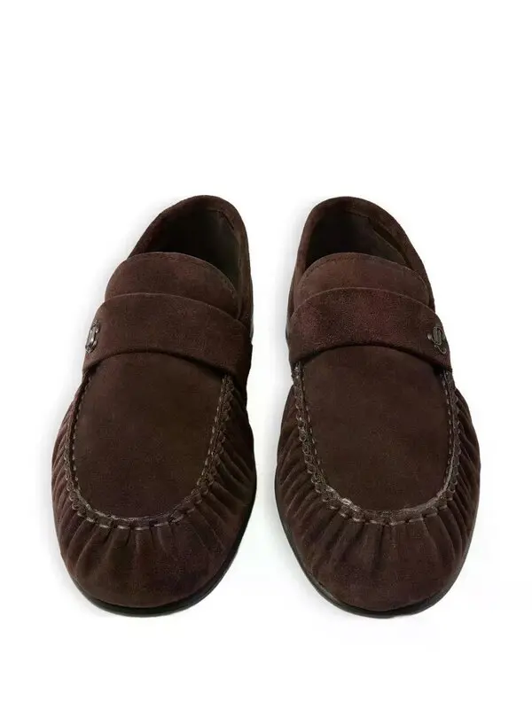 JIMMY CHOO Ellis Logo-detail Suede Loafers - Brown