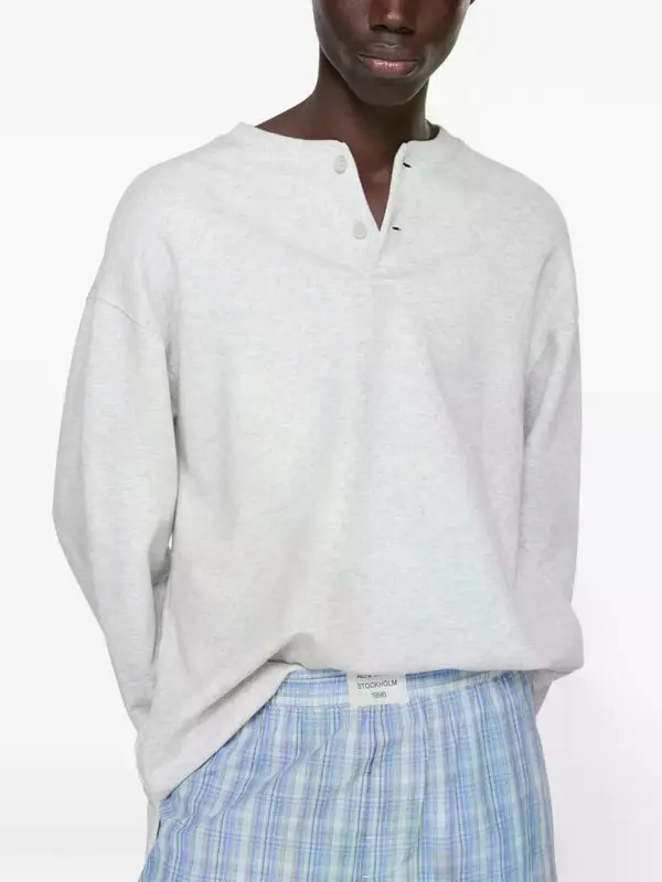 Acne Studios Logo-embroidered Henley Neck Sweatshirt