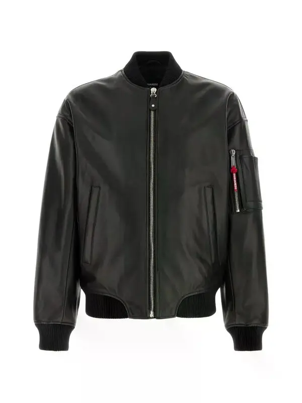 Dsquared2 Ribbed-trim Leather Jacket