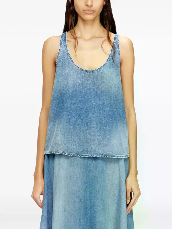 DIESEL® De-misy-s Top Scoop Neck Sleeveless Logo Detail - Blue
