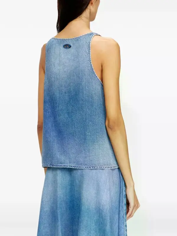 DIESEL® De-misy-s Top Scoop Neck Sleeveless Logo Detail - Blue