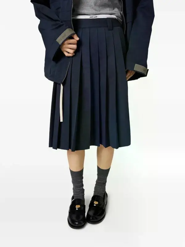 Miu Miu Pleated Ripstop Fabric Skirt