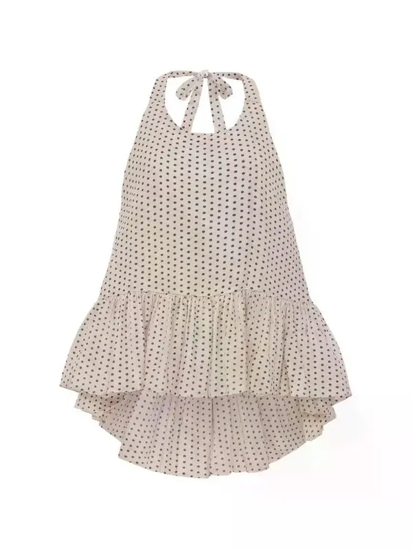 Azeeza Polka-dot Ruffled Tank Top - Neutrals