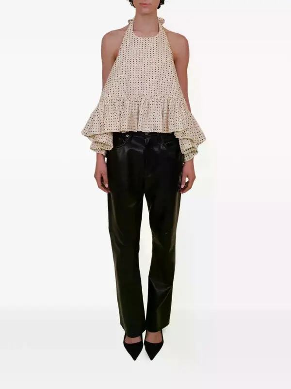 Azeeza Polka-dot Ruffled Tank Top - Neutrals