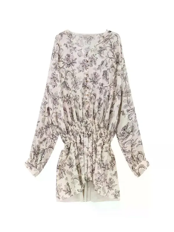 GOLDEN GOOSE Floral Print Button Up Mini Dress