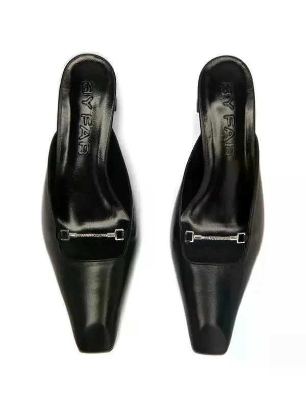 By Far Leda Leather Mules - Black