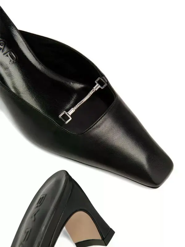 By Far Leda Leather Mules - Black