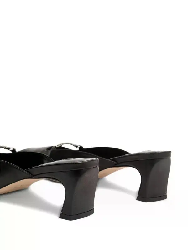 By Far Leda Leather Mules - Black