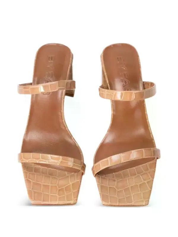 By Far Tanya Embossed Square-toe Mules