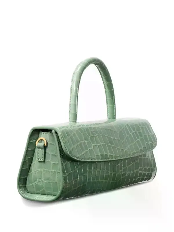 By Far Mini Longa Embossed Leather Top-handle Bag - Green