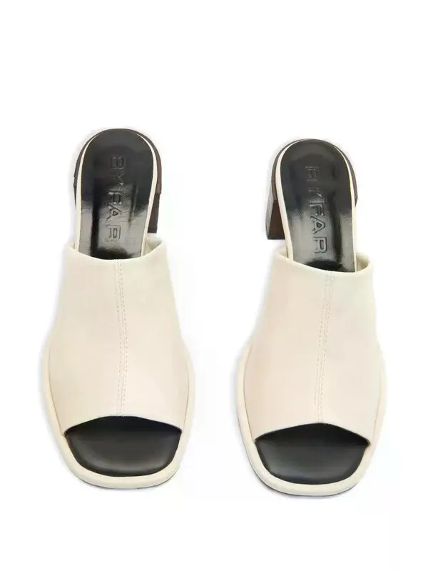 By Far Francisco Square-toe Mules - Neutrals