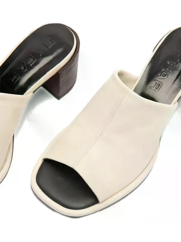 By Far Francisco Square-toe Mules - Neutrals
