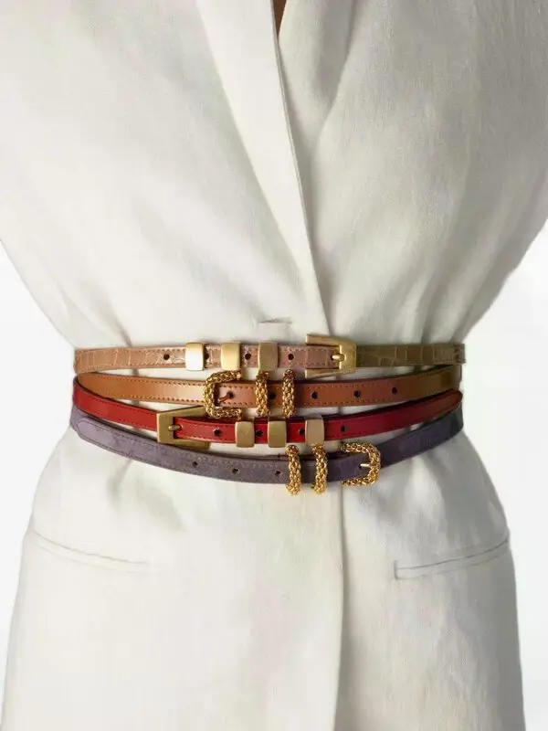 By Far Kat Summer Chain Buckle Belt - Brown