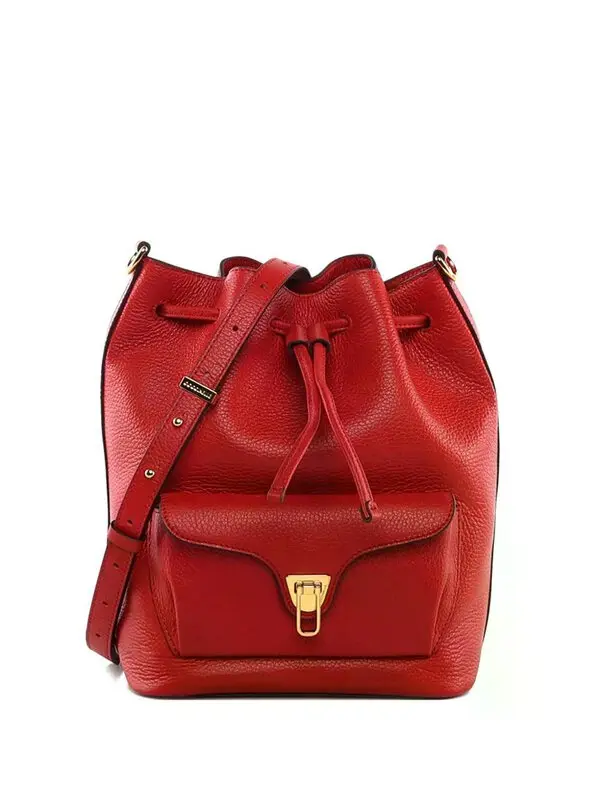 COCCINELLE Medium Drawstring Leather Bucket Bag
