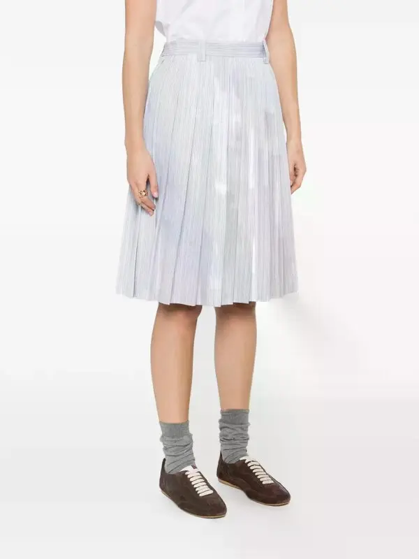 Miu Miu Striped Pleated Midi Skirt