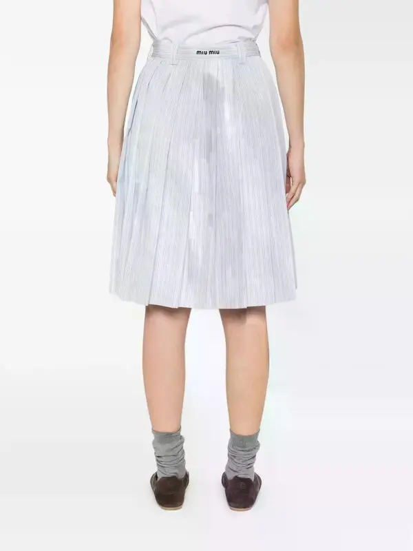 Miu Miu Striped Pleated Midi Skirt