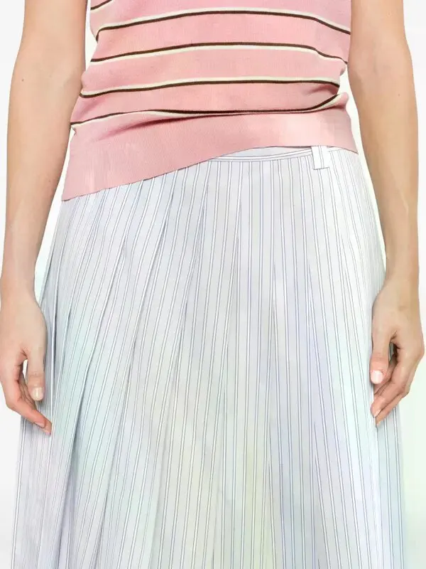 Miu Miu Striped Pleated Midi Skirt