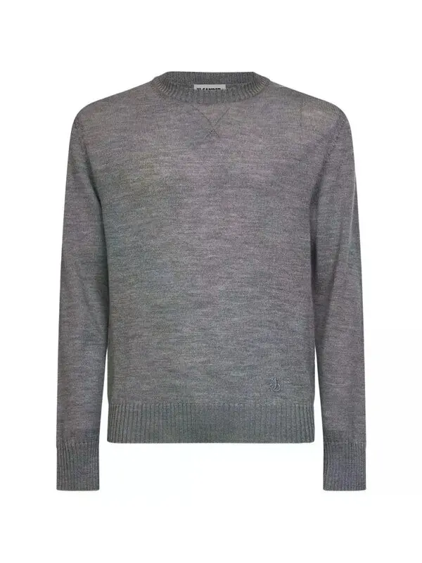 JIL SANDER Monogram-embroidered Crew-neck Sweater - Grey