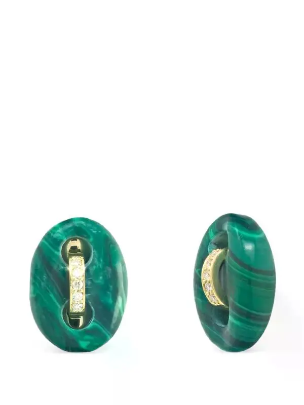 JENNA BLAKE Mini Mariner Malachite And Diamond Earrings - Gold