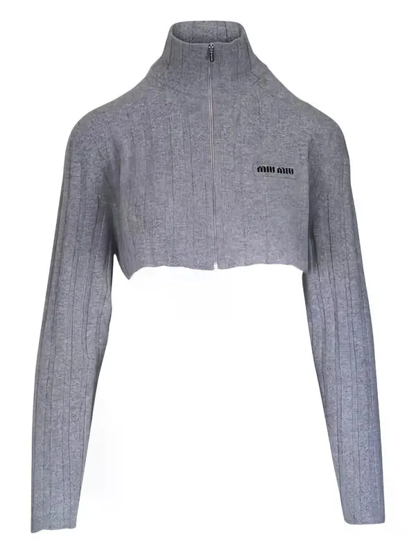 Miu Miu Ribbed Knit Zip Cardigan