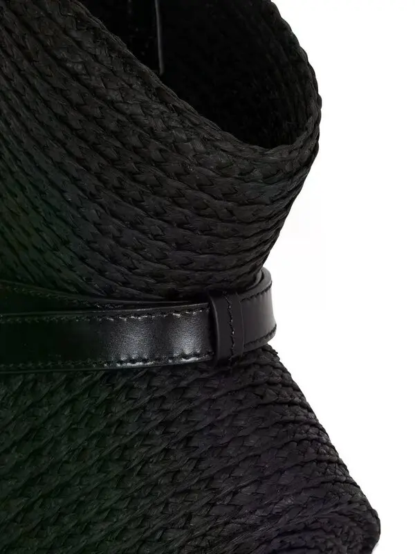 Balmain Medium Shuffle Raffia Belted Tote - Black