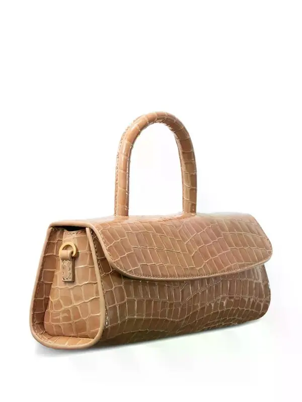 By Far Mini Longa Embossed Leather Top-handle Bag