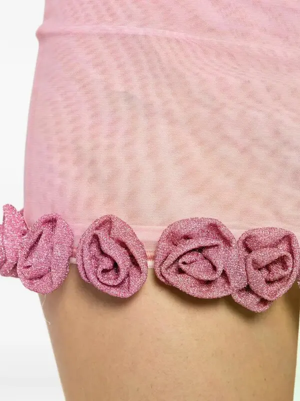Oseree Mini Skirt With Rose Detail