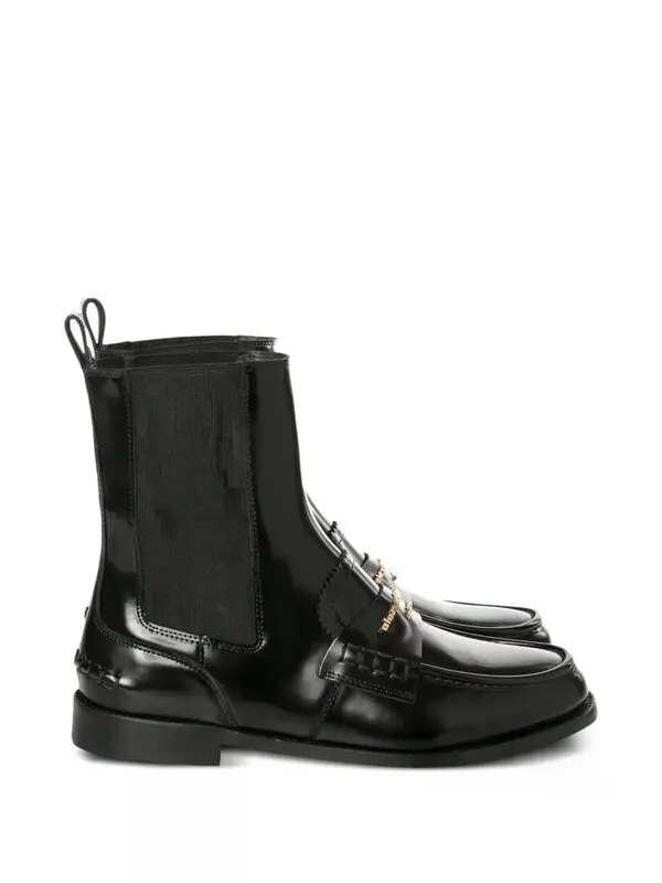 Alexander Wang Chain-embellished Spazzolato Leather Ankle Boots