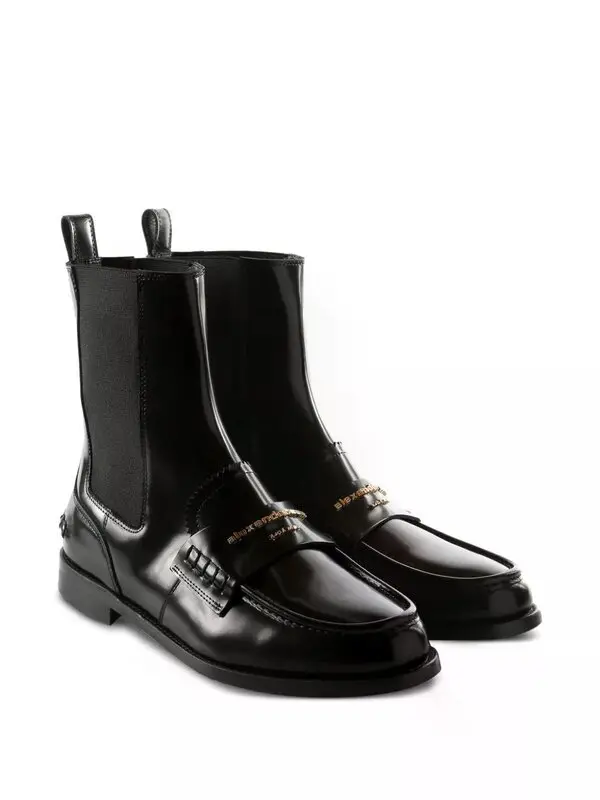 Alexander Wang Chain-embellished Spazzolato Leather Ankle Boots