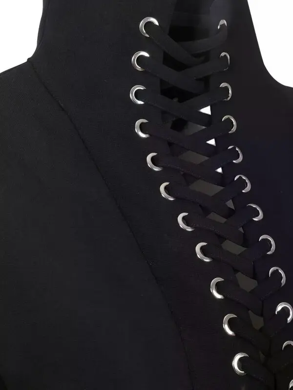 Khaite Lace-up High-neck Lee Dress
