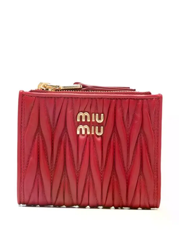 Miu Miu Matelassé Nappa Leather Small Wallet - Red