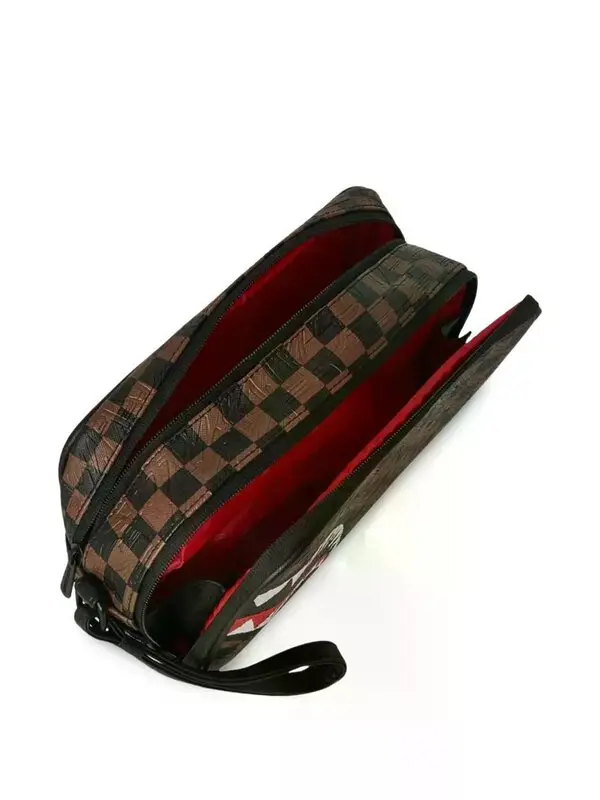 SPRAYGROUND Check-pattern Wash Bag - Brown
