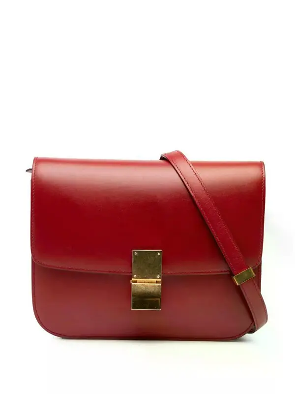 Celine 2016 Medium Calfskin Classic Box Crossbody Bag - Red