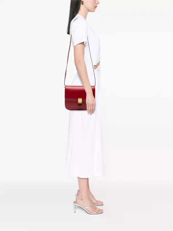 Celine 2016 Medium Calfskin Classic Box Crossbody Bag - Red