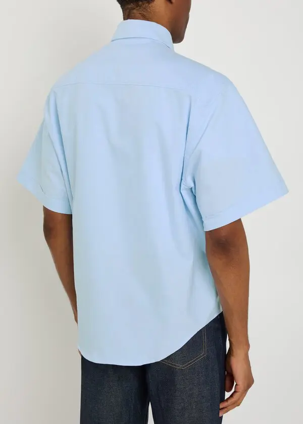 AMI Paris Logo-embroidered Cotton Gabardine Shirt