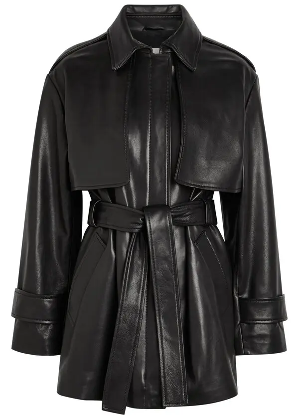Nour Hammour Priya Belted Leather Jacket