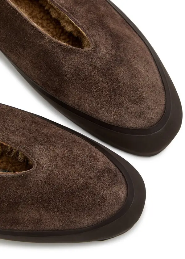Le Monde Beryl Apres Ski Suede Ballet Flats - Brown