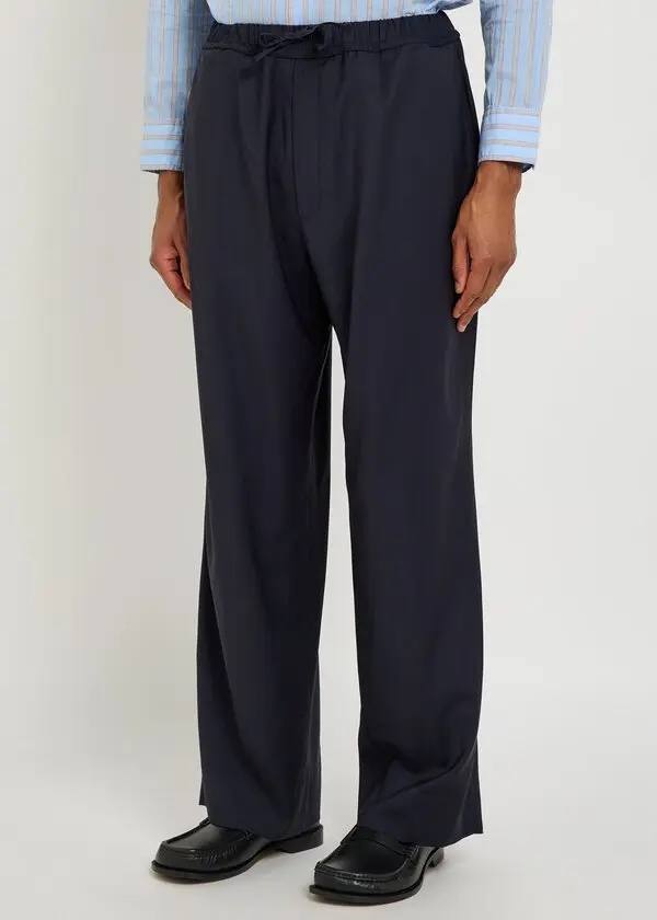 Officine Générale Nilson Wide-leg Wool Trousers - Navy