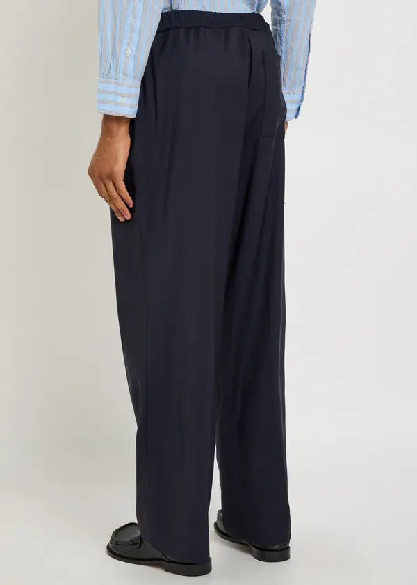 Officine Générale Nilson Wide-leg Wool Trousers - Navy
