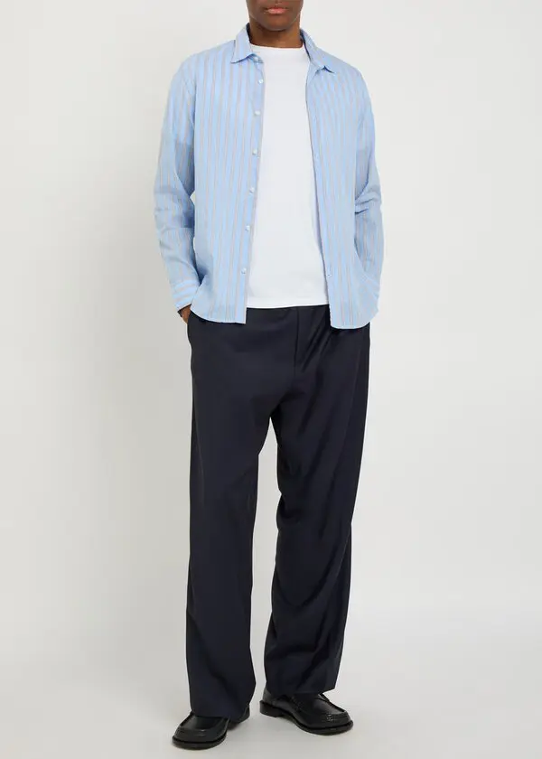 Officine Générale Nilson Wide-leg Wool Trousers - Navy