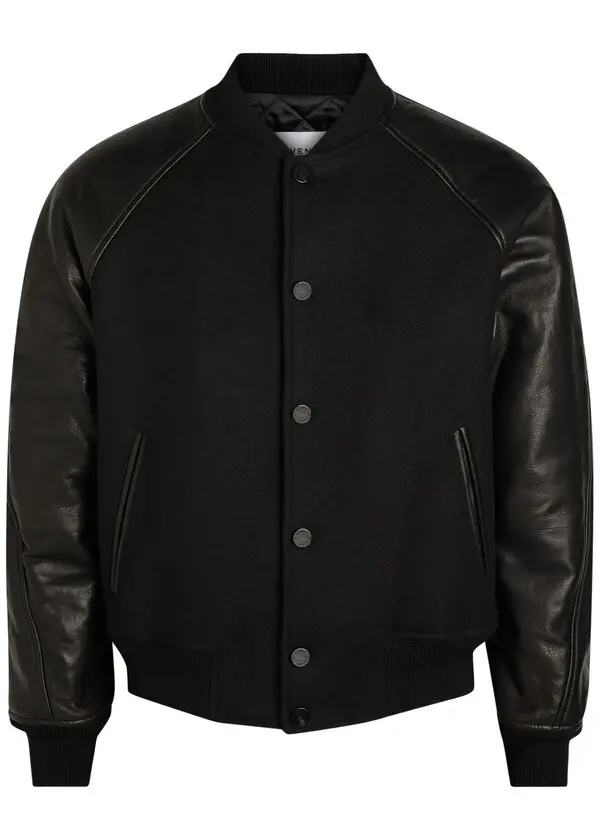 Givenchy Logo-appliquéd Leather And Wool Bomber Jacket