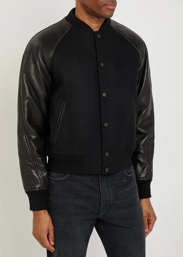Givenchy Logo-appliquéd Leather And Wool Bomber Jacket