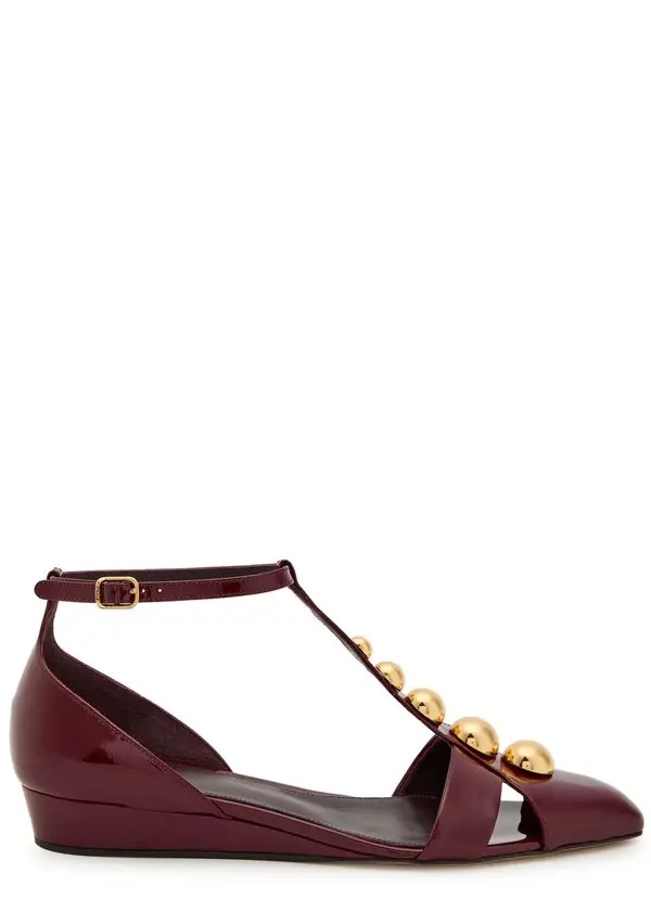 Chloé Cleia Stud-embellished Leather Sandals - Burgundy
