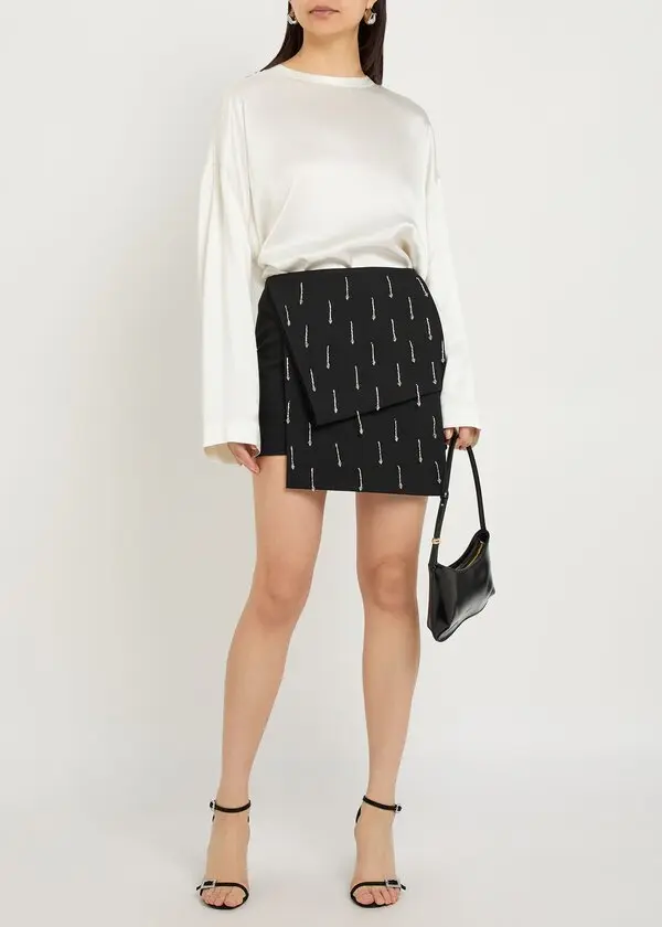 ARMARIUM Crystal-embellished Wool Mini Skirt