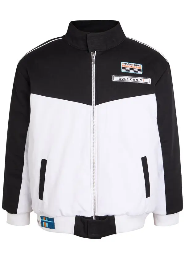 AN-Y1 Appliquéd Padded Canvas Bomber Jacket - Black And White