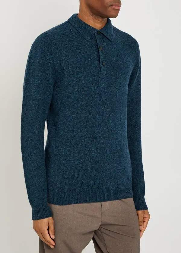 Sunspel Melangé Wool Polo Jumper