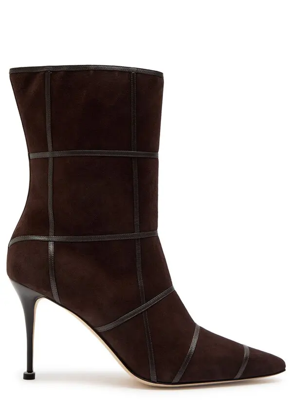 Manolo Blahnik Trulonapla 90 Panelled Suede Mid-calf Boots