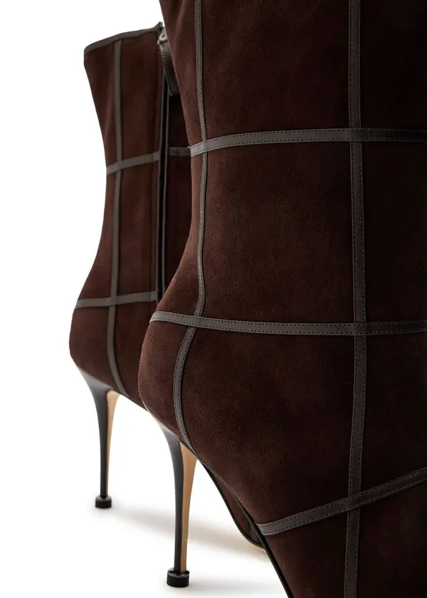 Manolo Blahnik Trulonapla 90 Panelled Suede Mid-calf Boots