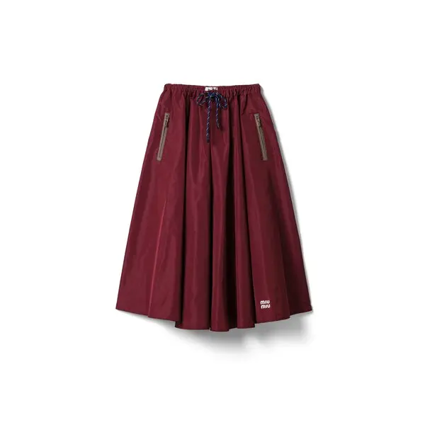 Miu Miu Technical Fabric Flared Skirt - Amaranth Red