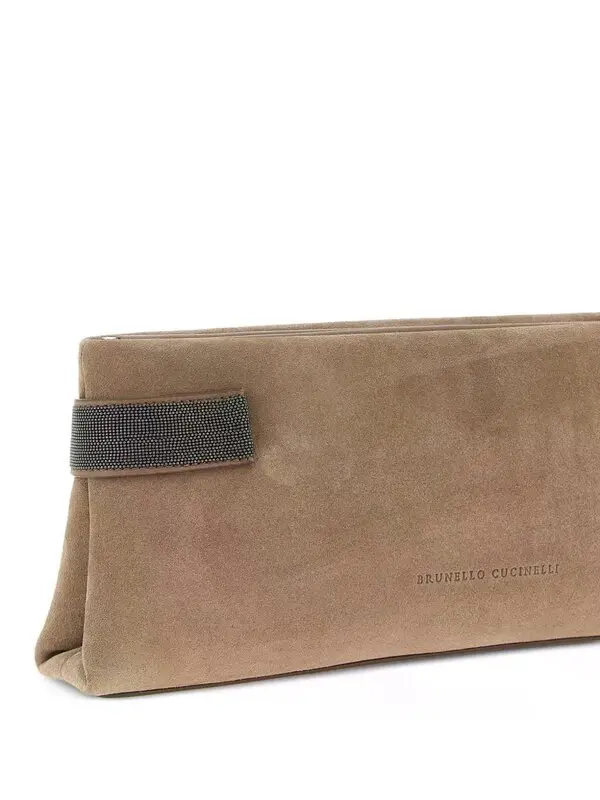 Brunello Cucinelli Essence Clutch Bag With Bead Embellishment - Neutrals